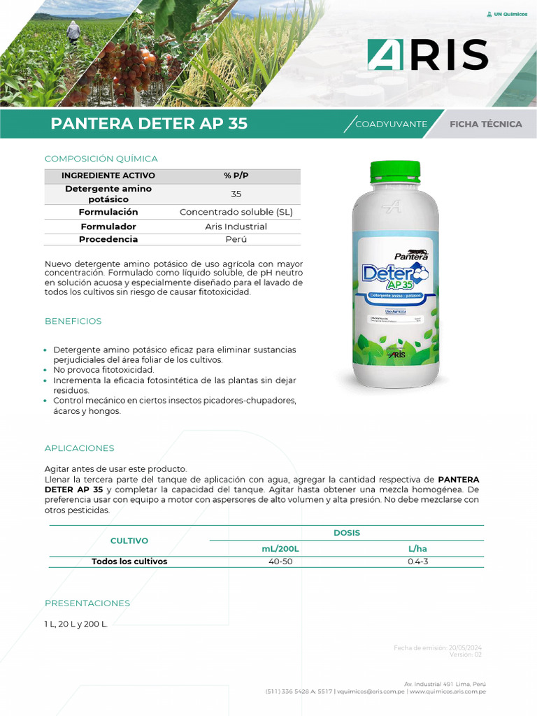 FT Pantera Deter Ap 35 1 | PDF | Detergente | Concentración