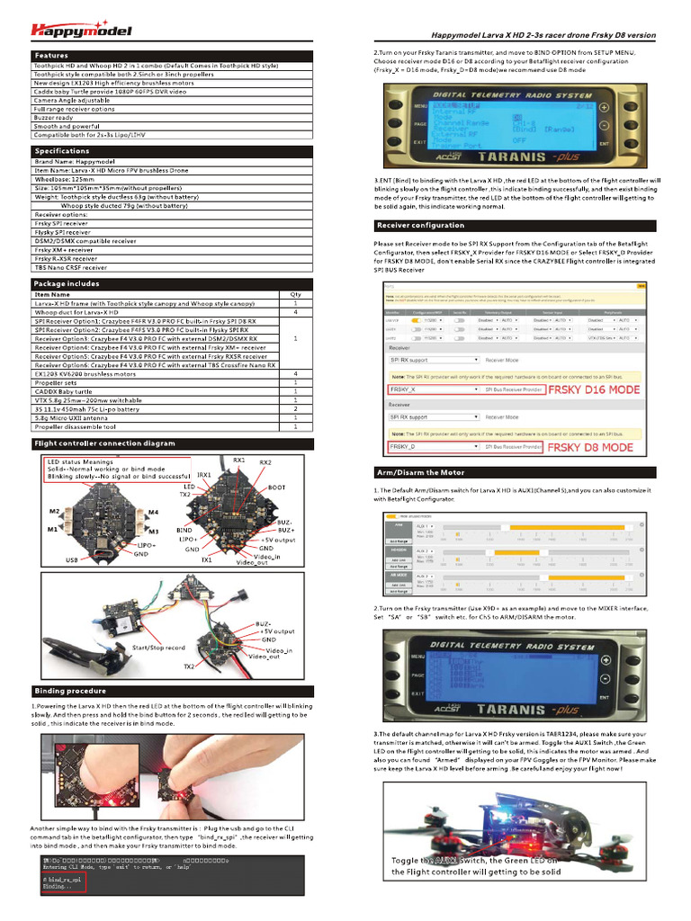 Larva X HD Frsky D8 Version Manual | PDF