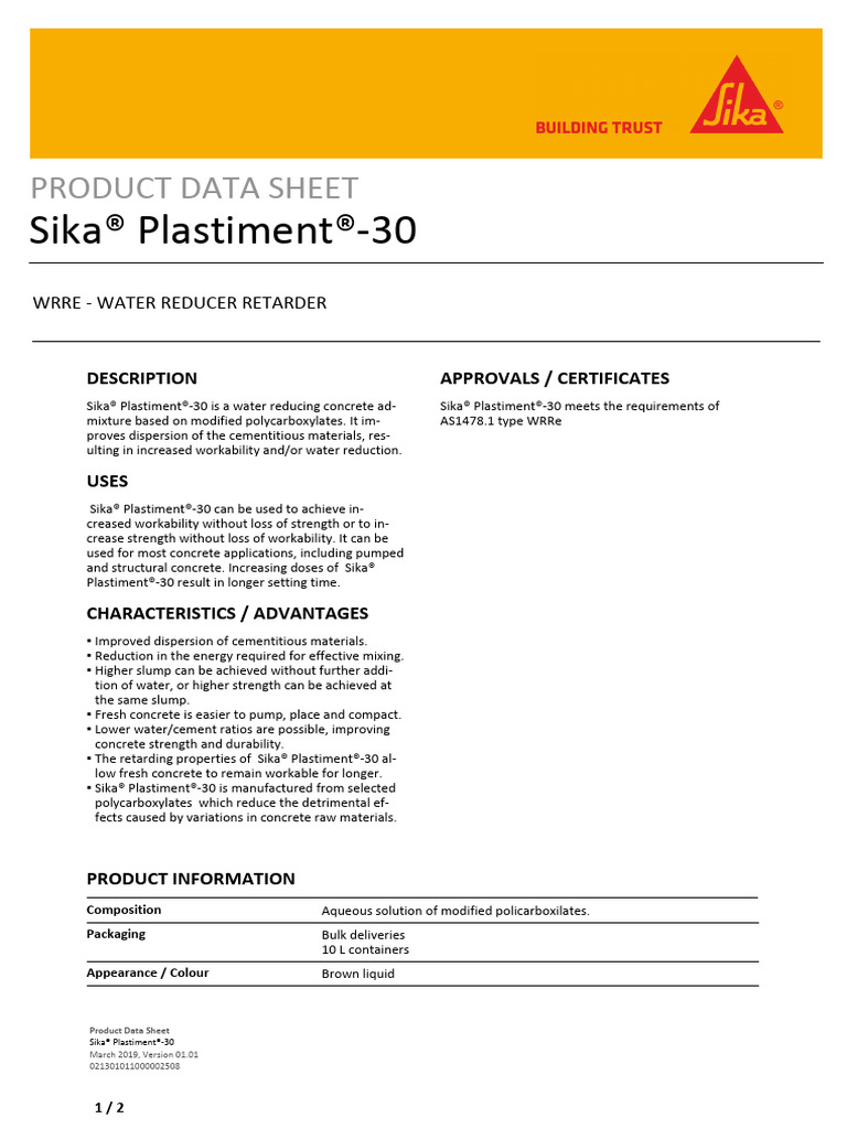 sika_plastiment_-30 | PDF | Concrete | Cement