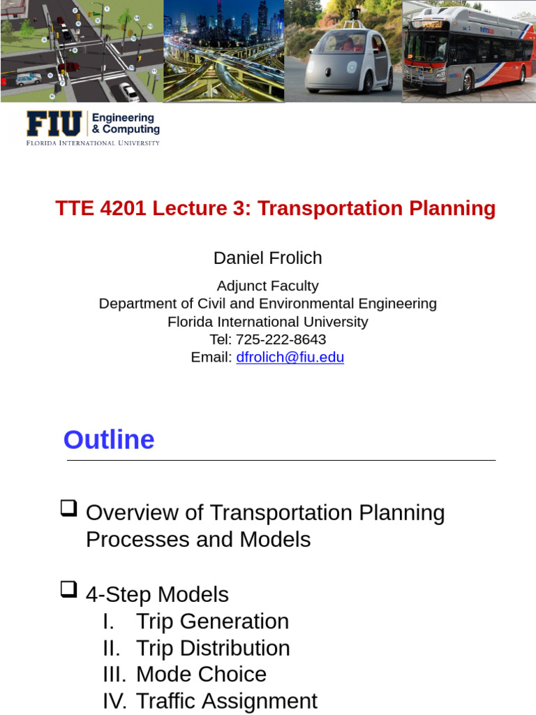 TTE4201 L3 Transportation Planning | PDF | Transport
