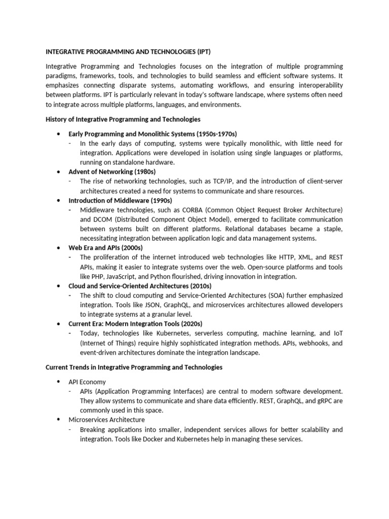 Integrative Programming and Technologies | PDF | Programming Paradigms ...