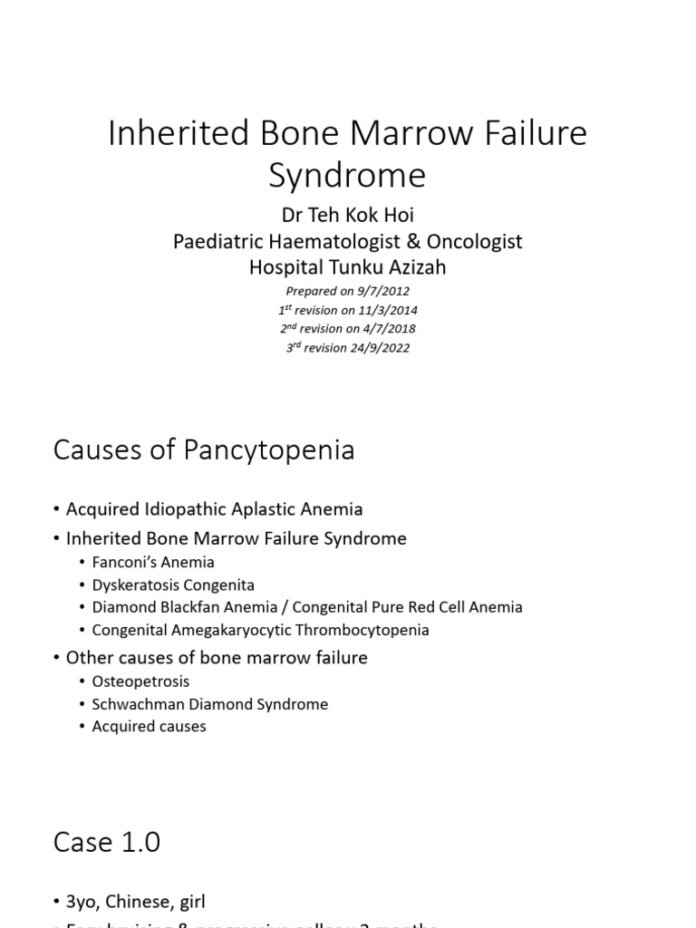 Inherited Bone Marrow Failure Syndrome - 240922 | PDF | Anemia ...