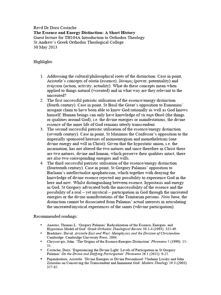 The_Essence_and_Energy_Distinction-_A_Short_History | PDF | Systematic ...