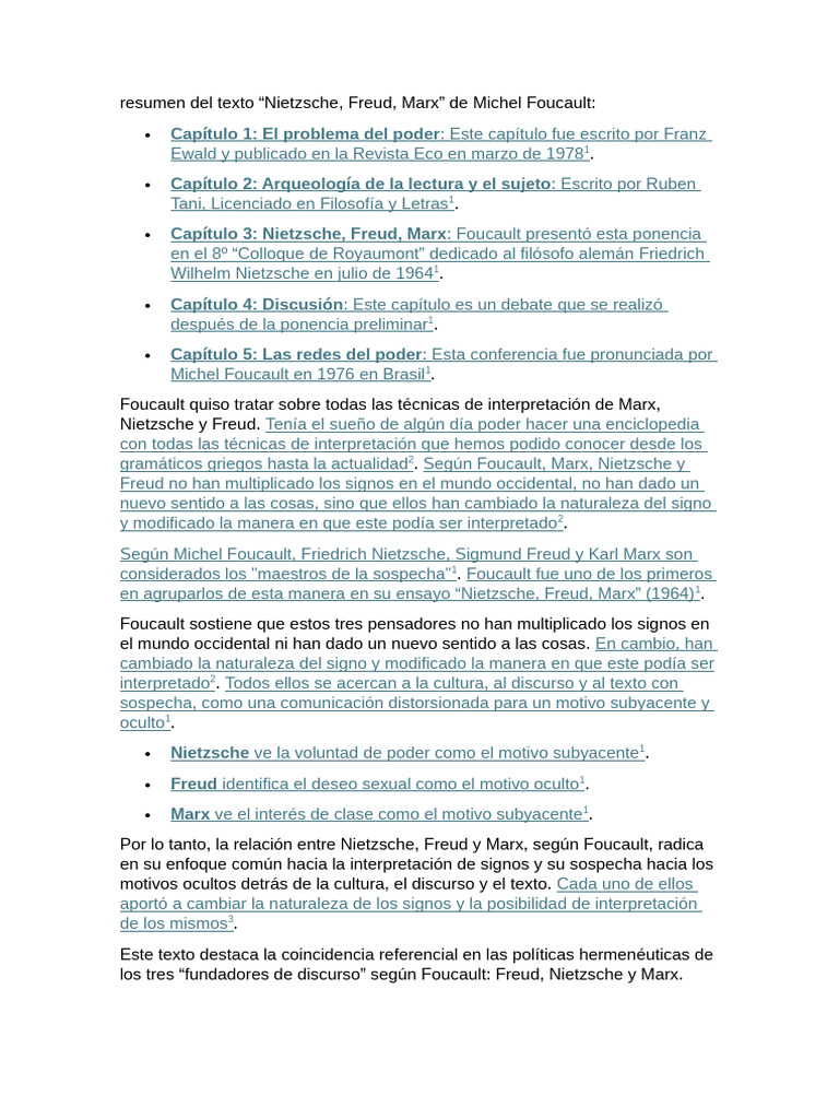 Foucault: Poder y Signos en Nietzsche, Freud, Marx | PDF | Friedrich ...