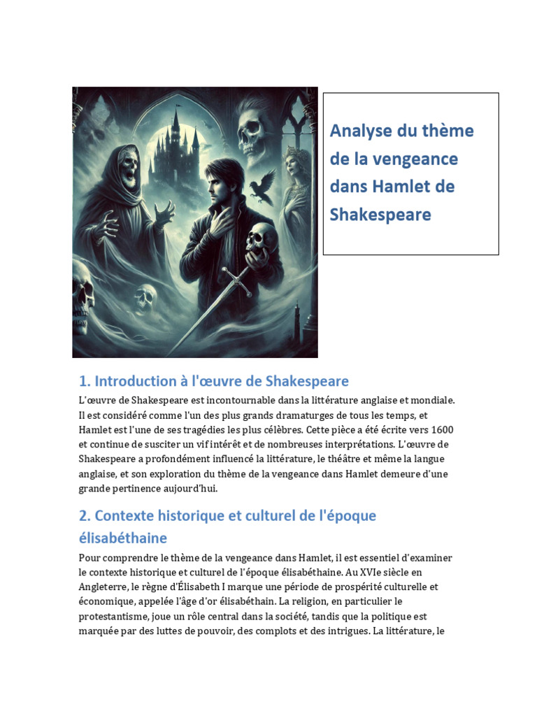 Analyse de la vengeance dans Hamlet | PDF | Hamlet | William Shakespeare