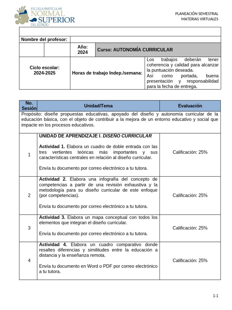 Estructura General Del Curso Autonomia Curricular | PDF | Diseño ...