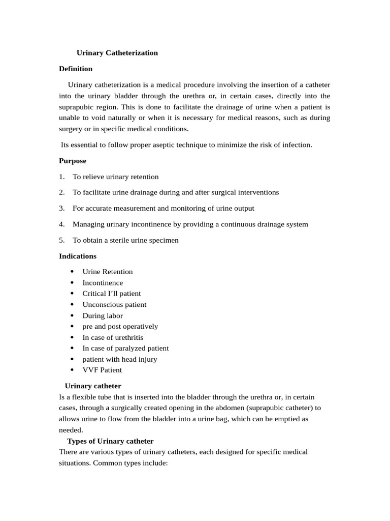 Urinary Catheterization: Procedure & Types | PDF | Urinary Incontinence ...