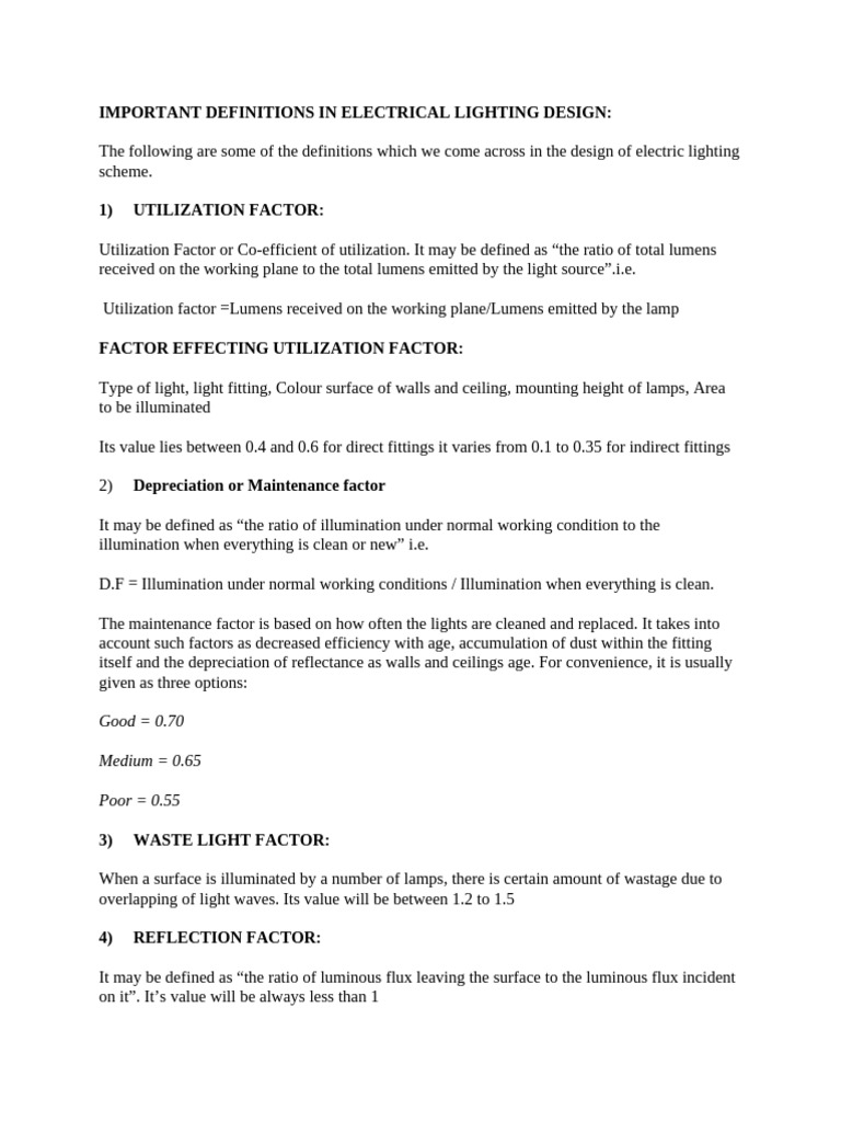 Important Definitions in Electrical Lighting Design | PDF | Lighting | Light