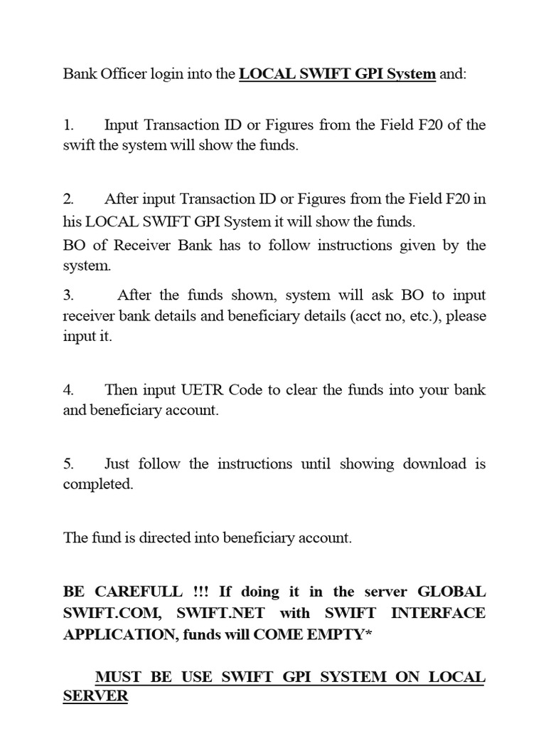 Local Swift Gpi System | PDF