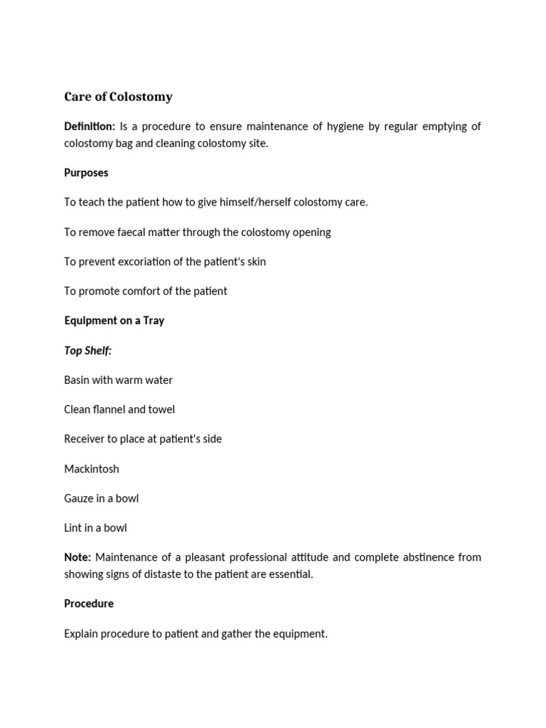 Care of Colostomy | PDF