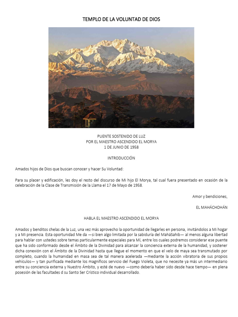 Templo de La Voluntad de Dios - Textos El Morya | PDF | Amor | Dios