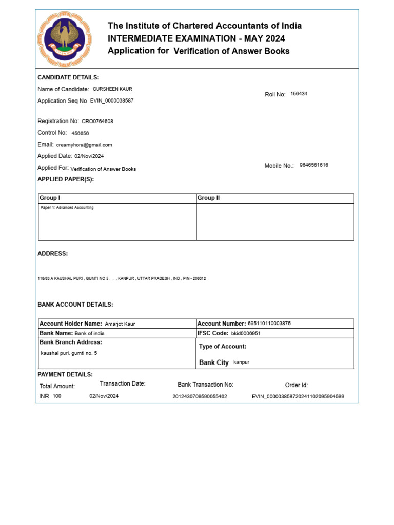 Verification of Accounts Marks | PDF