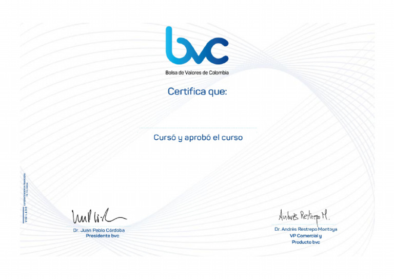 Certificado BVC | PDF