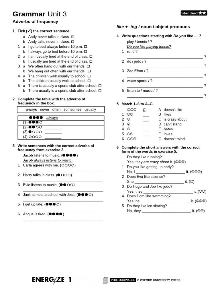 Energize1 G&V U3 Standard | PDF | Language Mechanics | Linguistic Typology