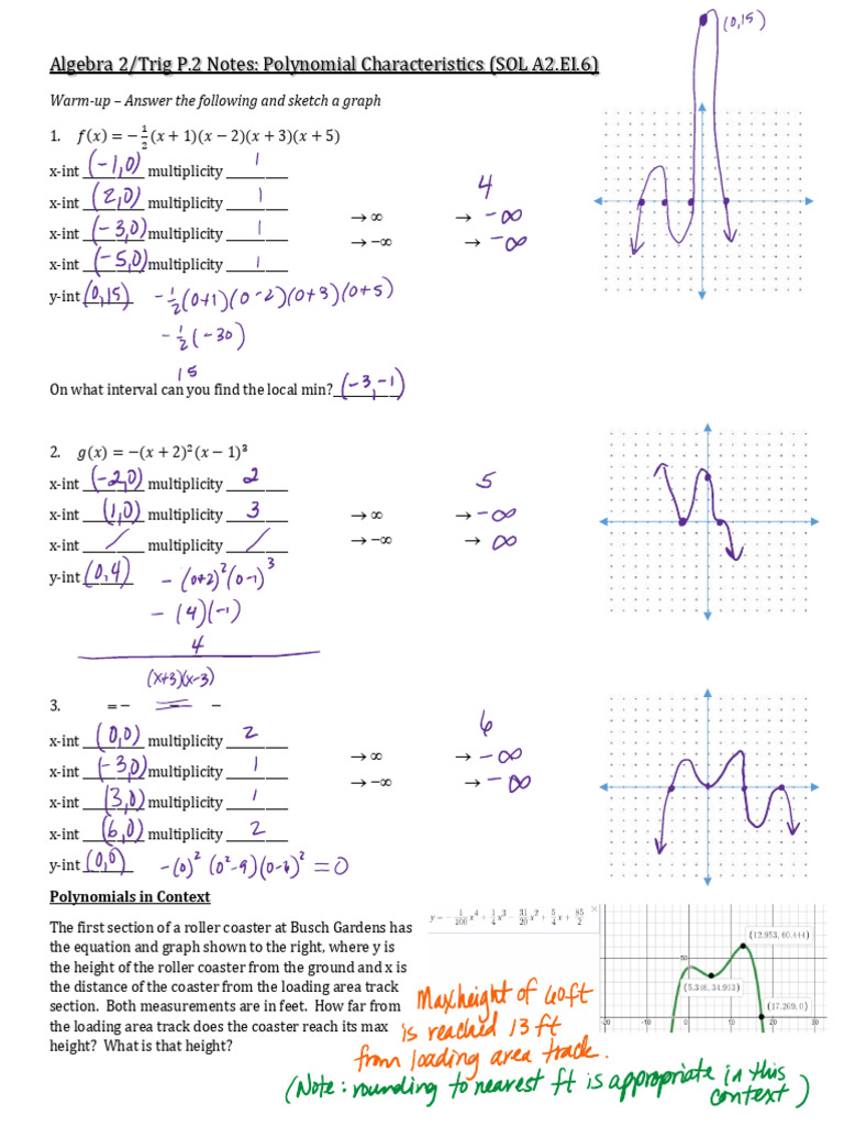 Polynomial Characteristics and Graphing Guide | PDF