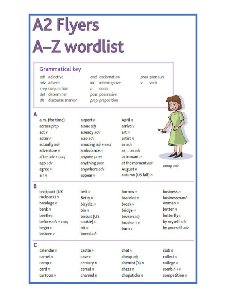 Vocabulario Flyers A2 | PDF