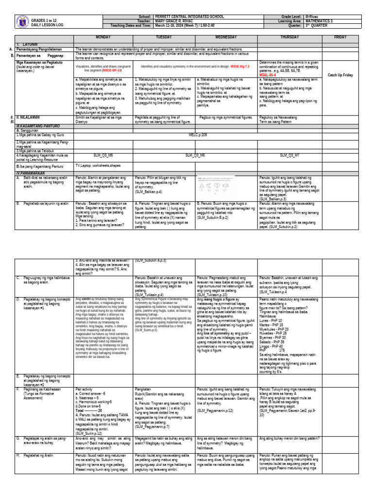 DLL - Math 3 - Q2 - W7 | PDF