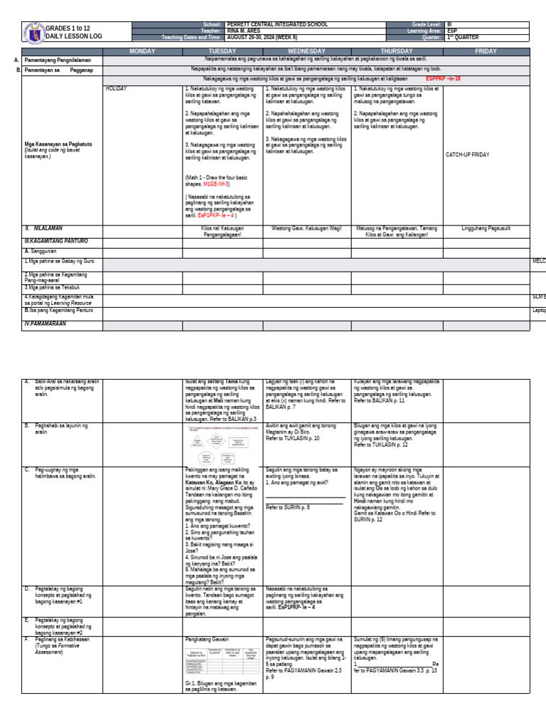 1.DLL Esp-3 Q1 W5 | PDF