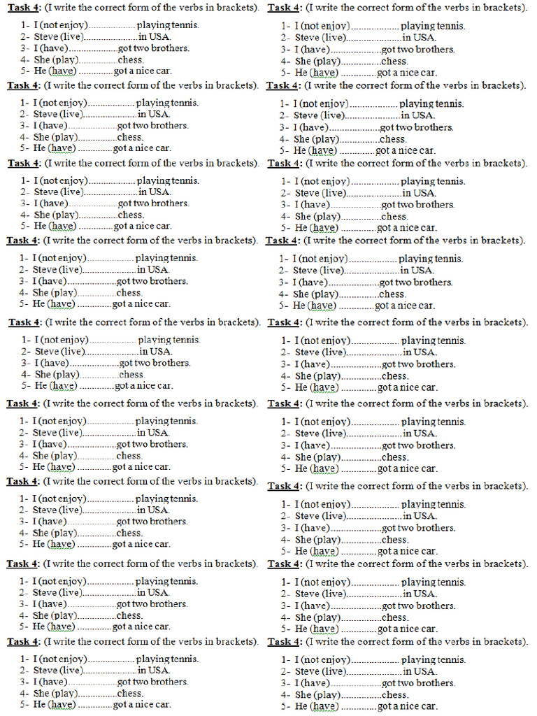 Verbs Between Brackets | PDF
