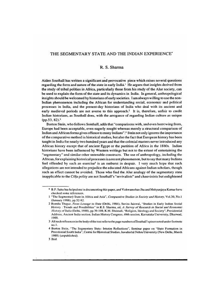 Segmentary State in Early Medieval India | PDF | Society | Rituals