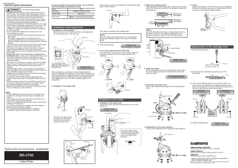 Shimano 105 Caliper Brake Instructions | PDF | Nut (Hardware) | Vehicle ...