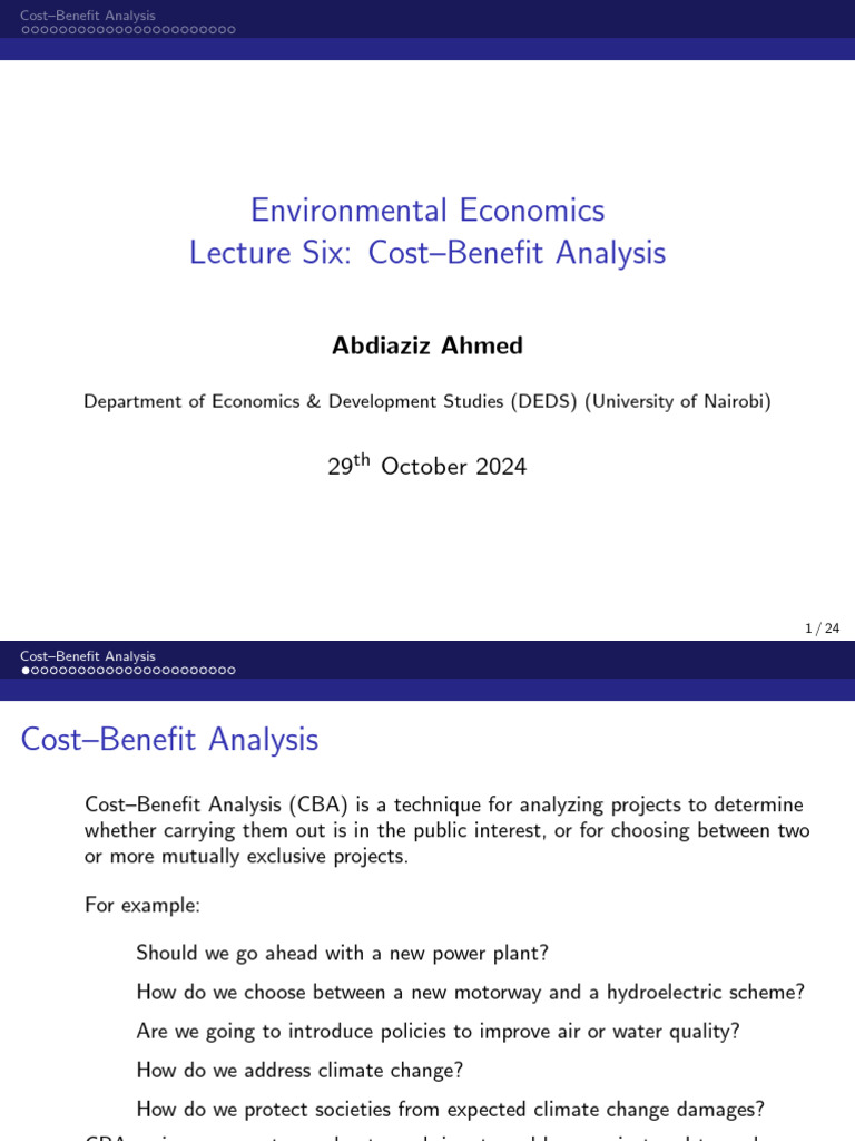 Cost Benefit Analysis | PDF | Cost–Benefit Analysis | Economics