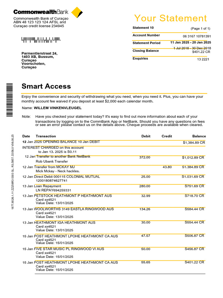 Your Statement: Smart Access | PDF | Banks | Debit Card