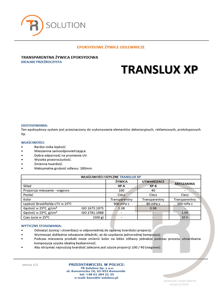 KARTA - TRANSLUX XP Epoksyd | PDF