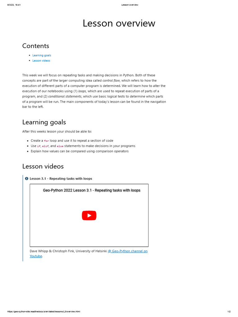 LESSON3 - 1 - Lesson Overview | PDF | Control Flow | Software Development