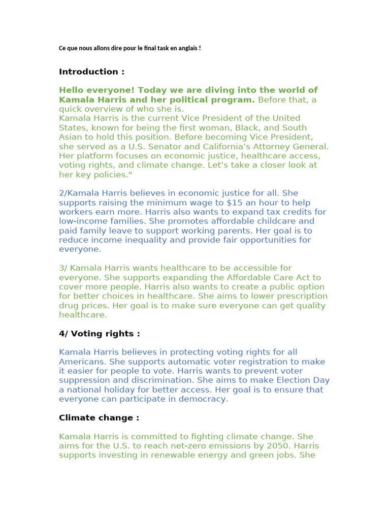 Final Task Kama Harris Notes | PDF | Kamala Harris