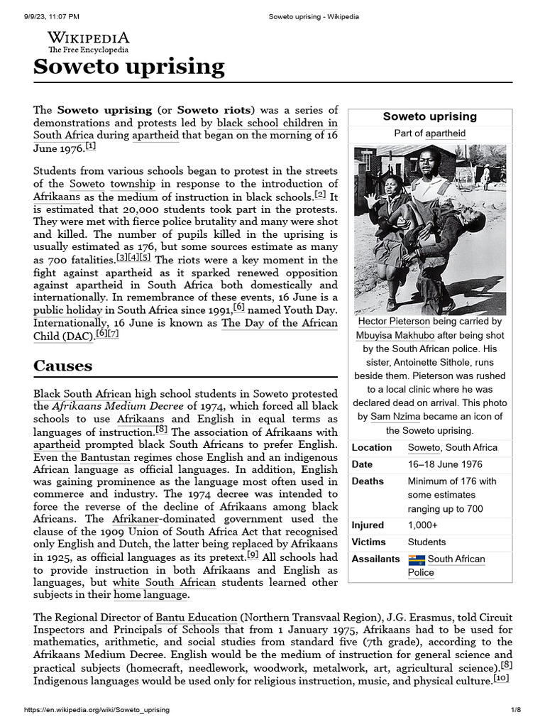 Soweto Uprising - Wikipedia | PDF | South Africa | Apartheid
