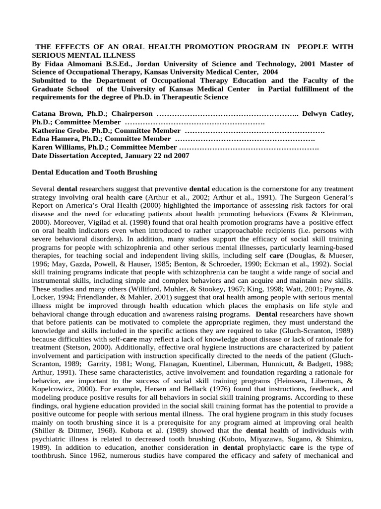 The Effects of An Oral Health Promotion Program | PDF | Toothbrush ...
