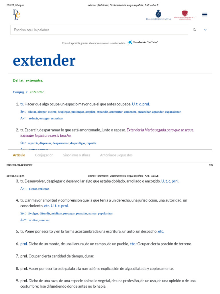 Extender - Definición - Diccionario de La Lengua Española - RAE - ASALE ...