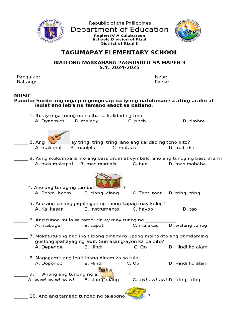3rd PT MAPEH-3 | PDF