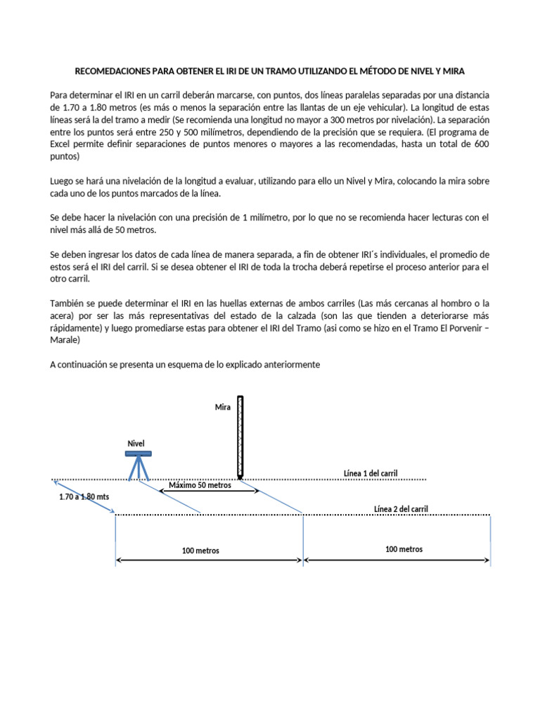 Recomedaciones IRI Con Nivel y Mira | PDF