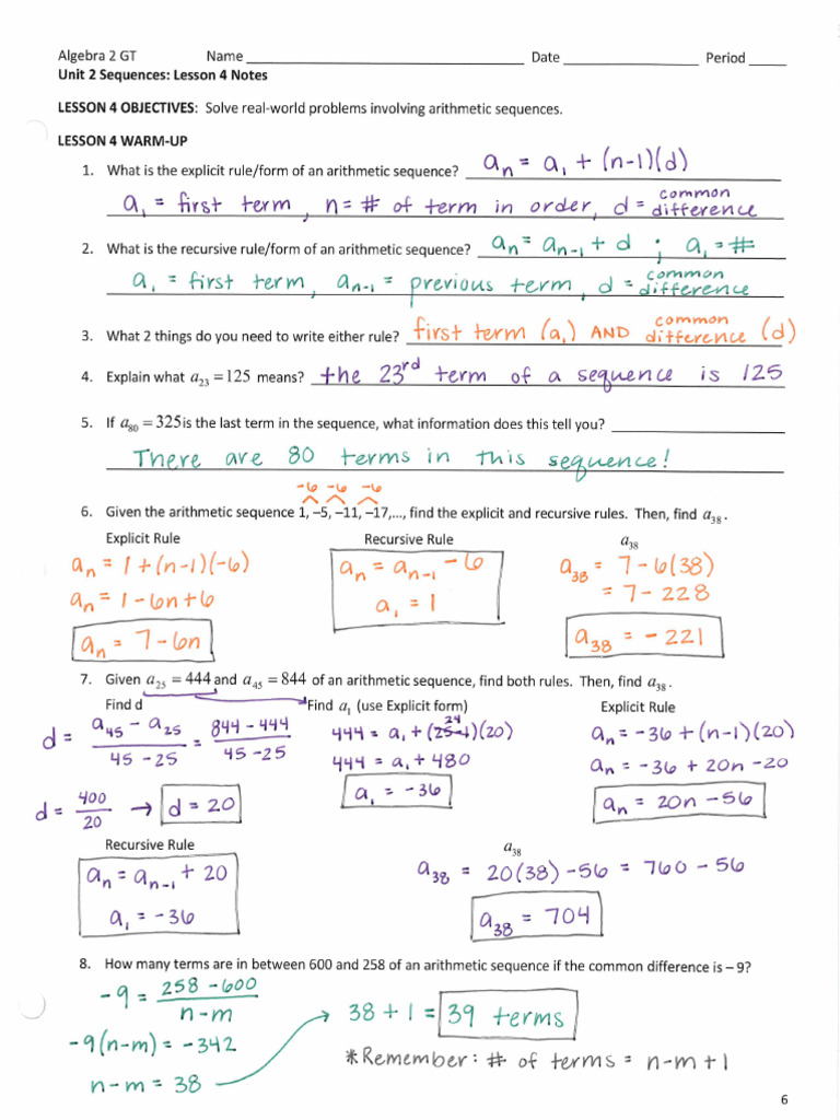 Unit 2 Lesson 4 Notes KEY | PDF