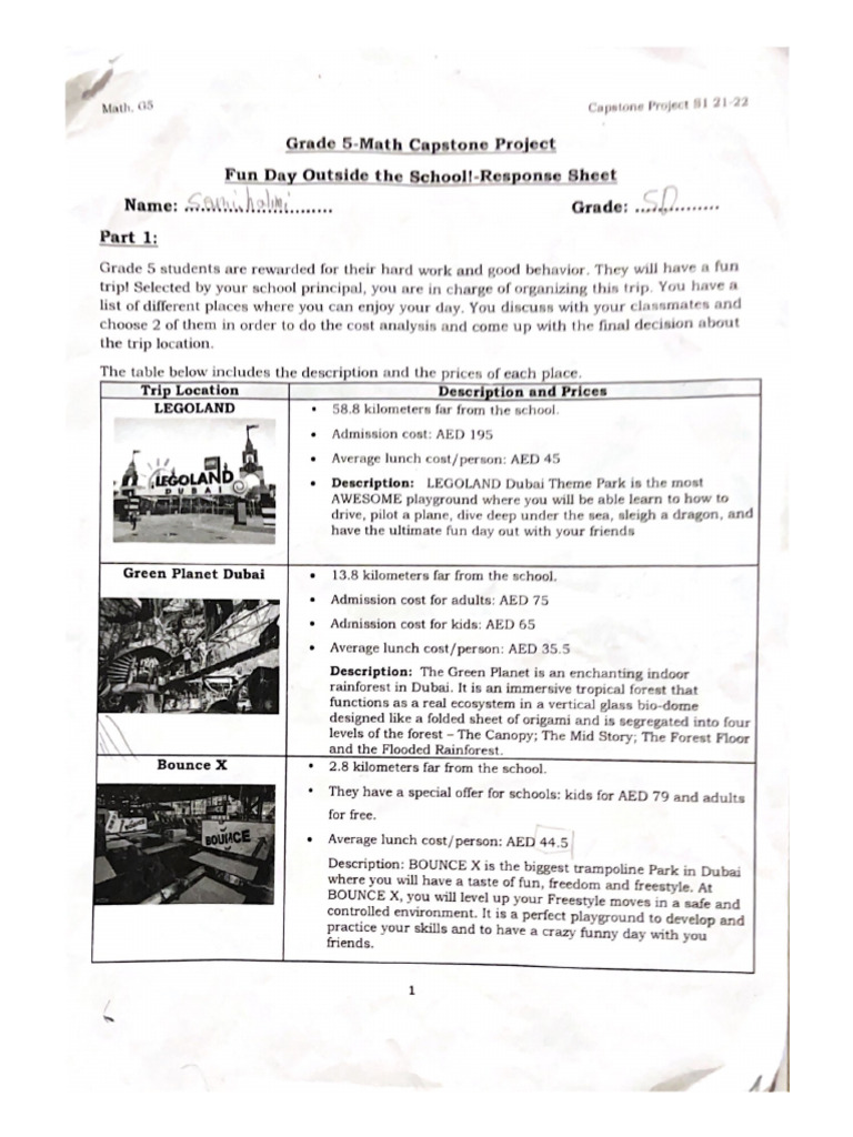 Grade 5-Math Capstone Project | PDF