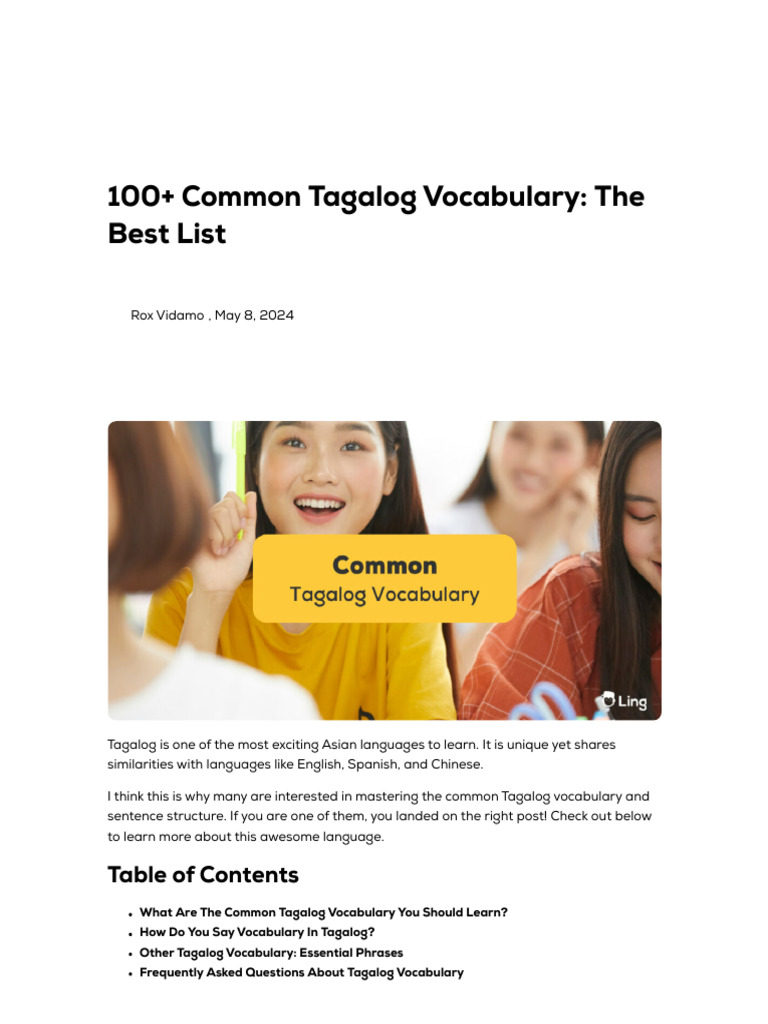 100+ Common Tagalog Vocabulary_ The Best List - ling-app.com | PDF ...