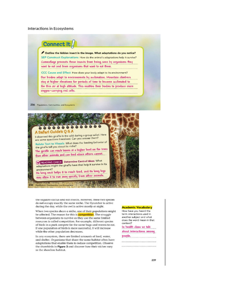 Interactions in Ecosystems+ Biodiversity Answer Key | PDF