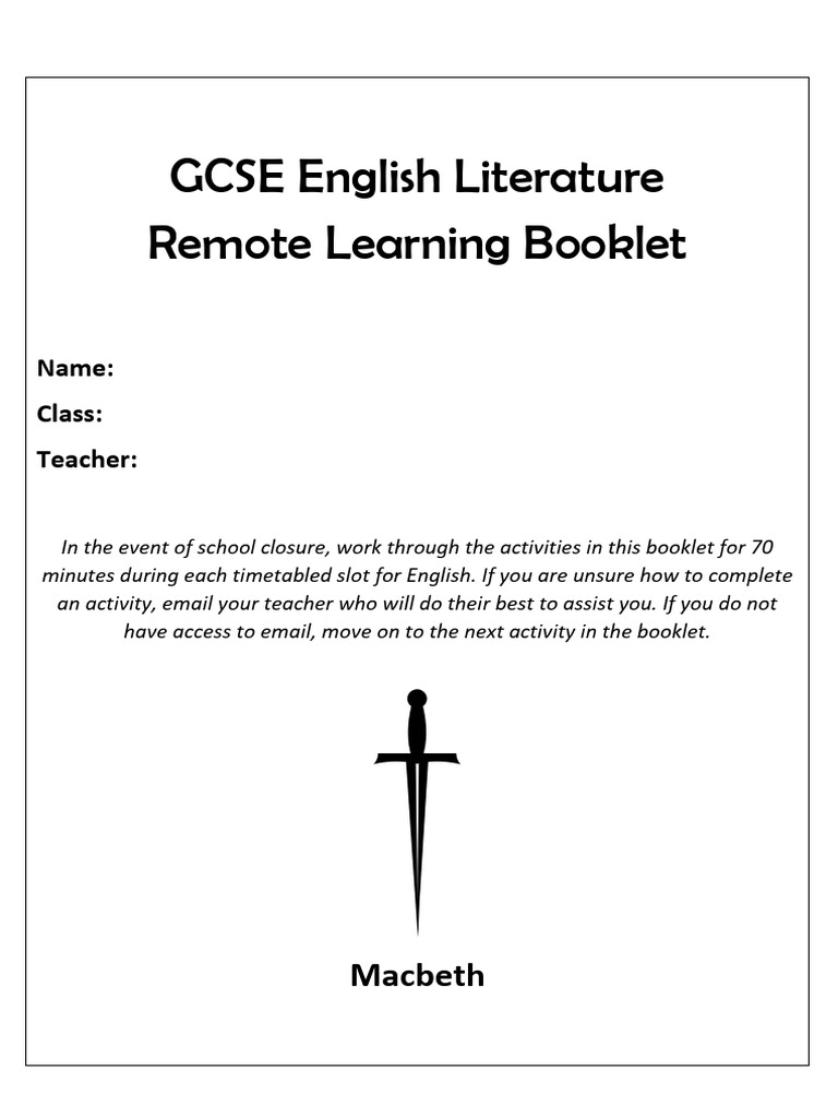 GCSE Macbeth Remote Learning Guide | PDF | Macbeth
