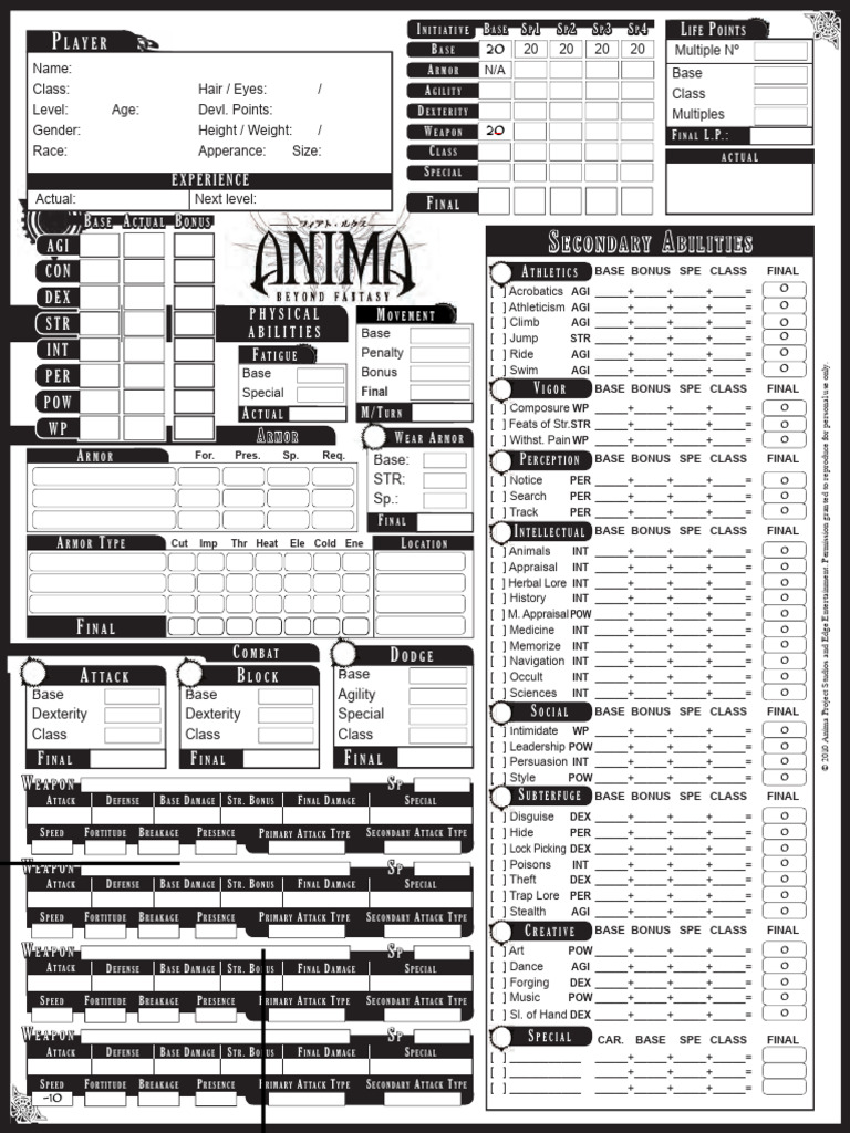 Anima Form Fillable Cs | PDF