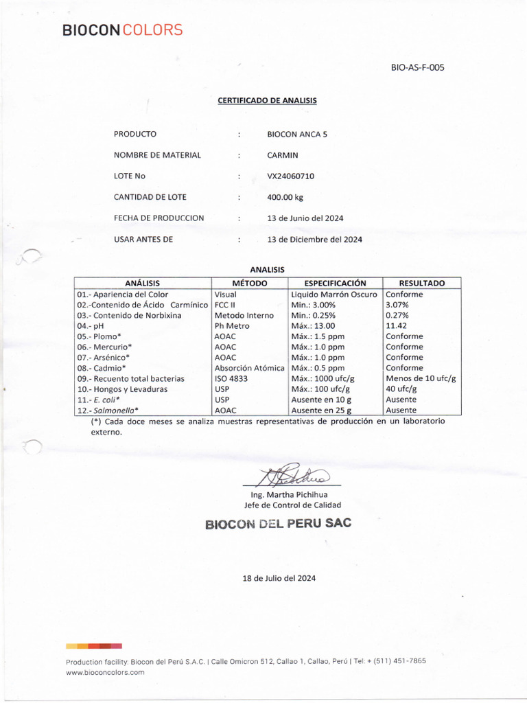 Colorante Biocon 1 | PDF