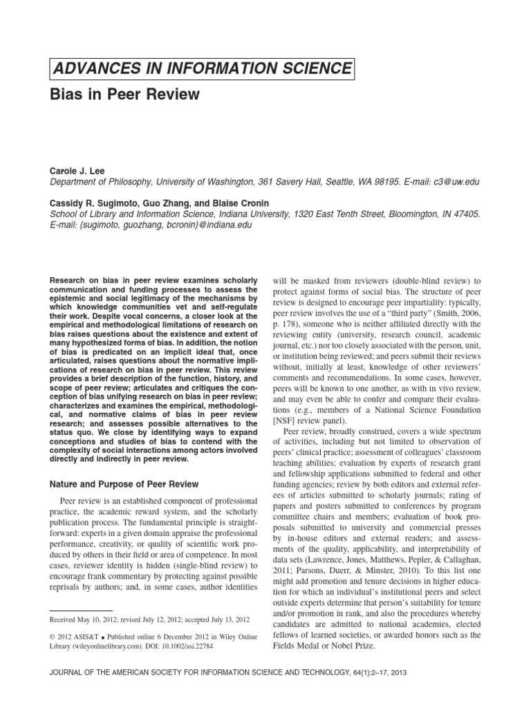 Bias in Peer Review | PDF | Bias | Evaluation