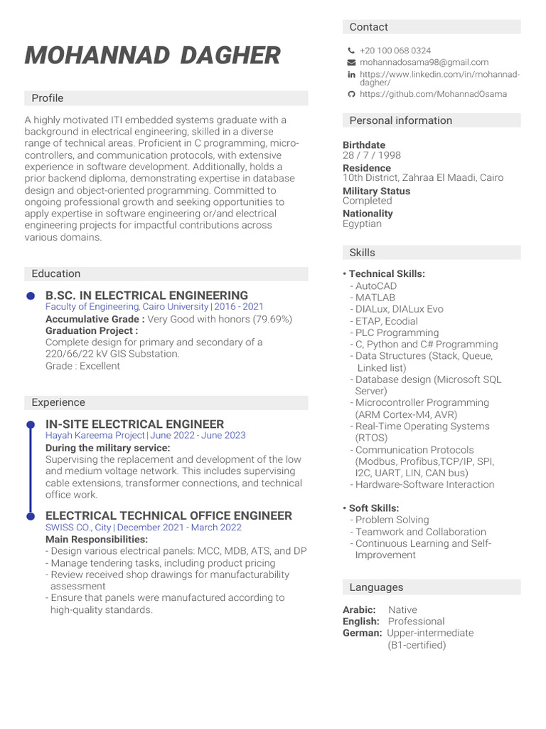Mohannad Dagher CV | PDF | Embedded System | Programmable Logic Controller