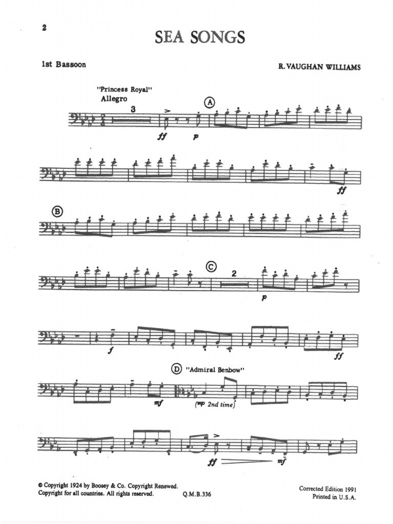 Sea Songs - Bassoon 1 | PDF
