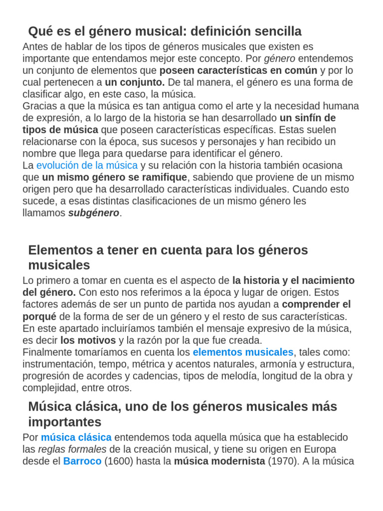 Guía Básica de Géneros Musicales | PDF | Jazz | Música clásica