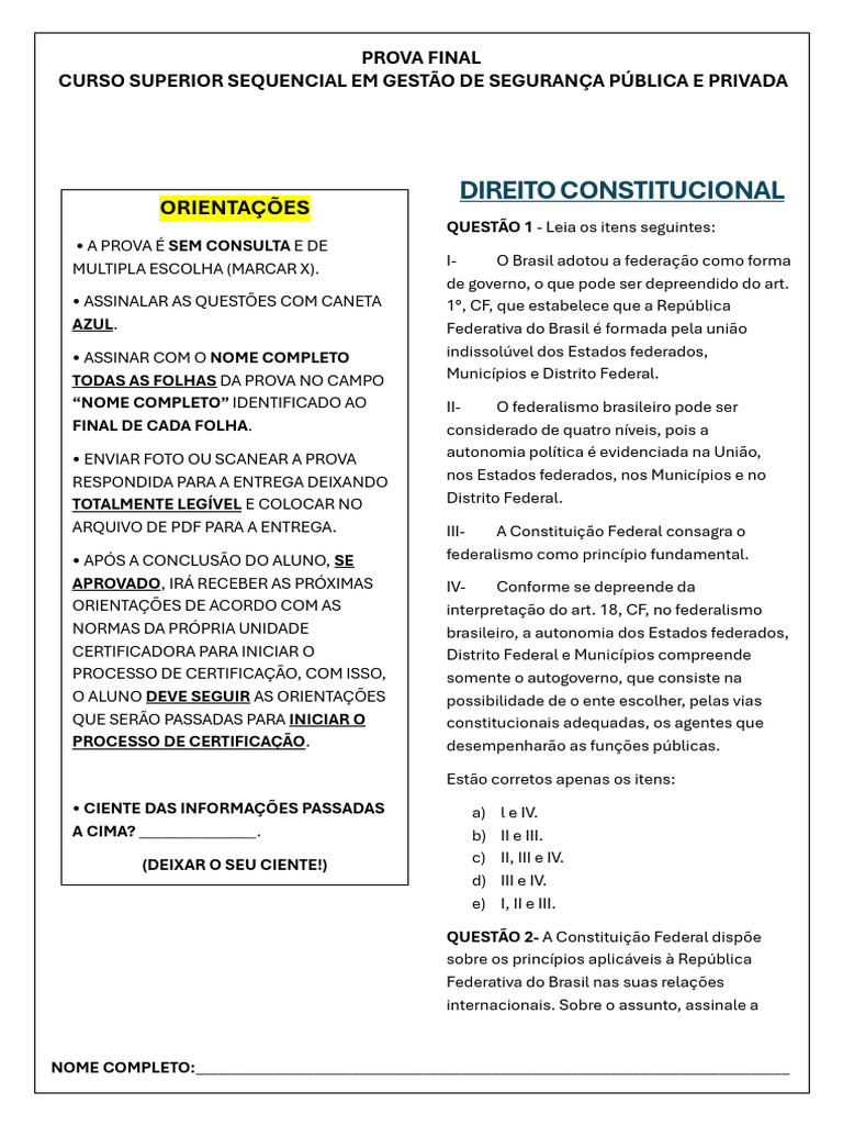 Prova GSPP | PDF | Administração pública | Crimes
