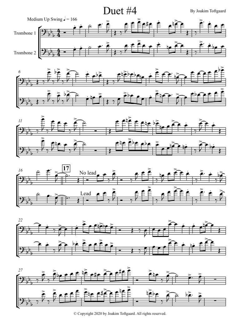 Jazz Duet For 2 Trombones | PDF