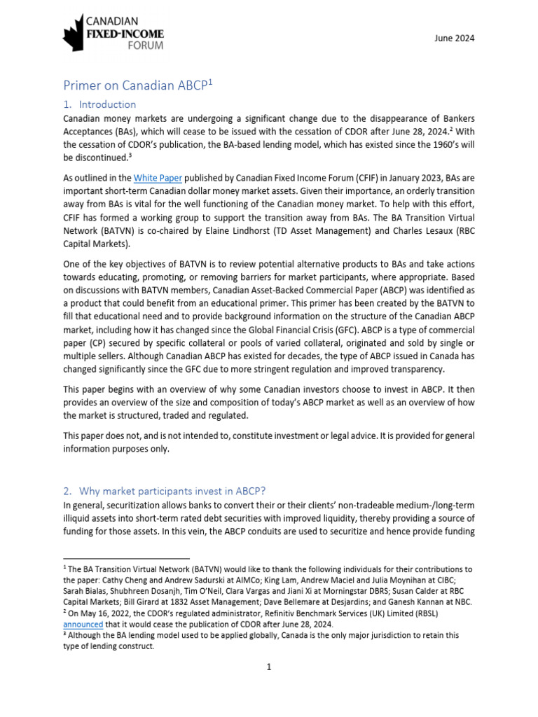 primer-canadian-abcp | PDF | Financial Risk | Securitization