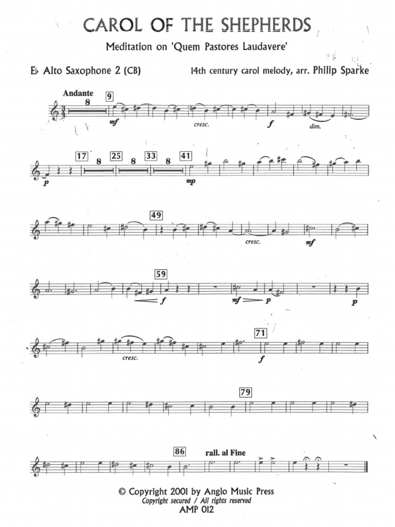 Carol of The Shepherds - Alto Sax 2 | PDF